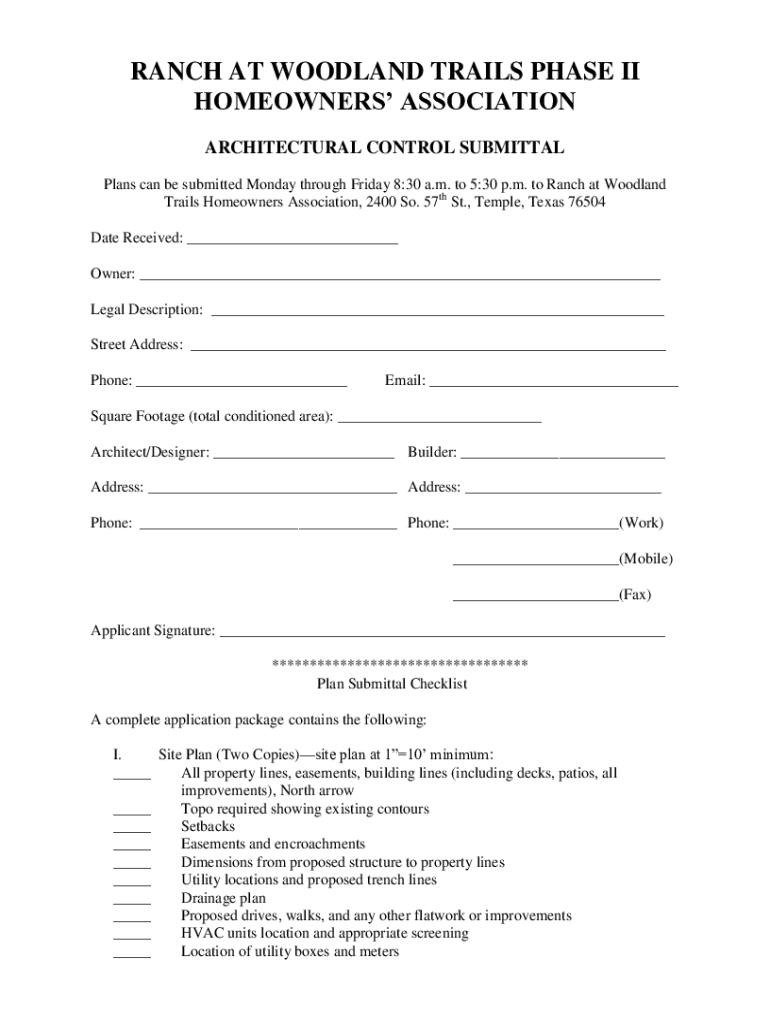 Fillable Online RANCH AT WOODLAND TRAILS PHASE II HOMEOWNERS ... Fax Email Print - pdfFiller