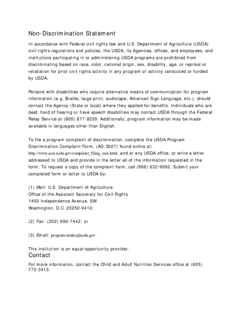 Fillable Online new-montrose k12 sd Non-Discrimination Statement - USDA ...