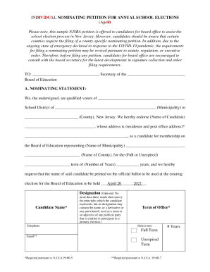 Fillable Online Sample-Nominating-Petition-Individual- ... Fax Email Print - pdfFiller