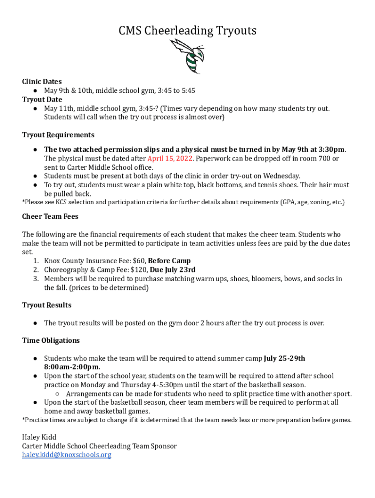 Fillable Online 22/23 Cheer Try Out Packet.docx Fax Email Print - pdfFiller