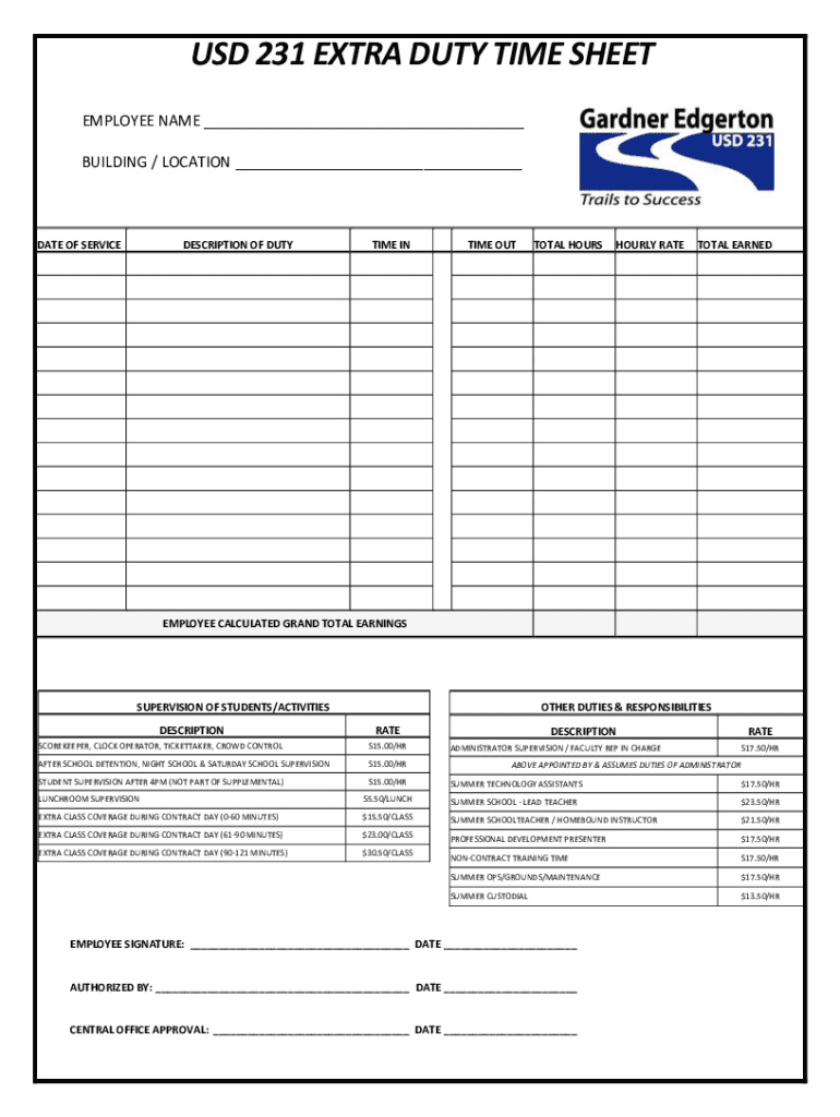 Fillable Online EXTRA DUTY TIME SHEET FOR PROFESSIONAL ... Fax Email ...