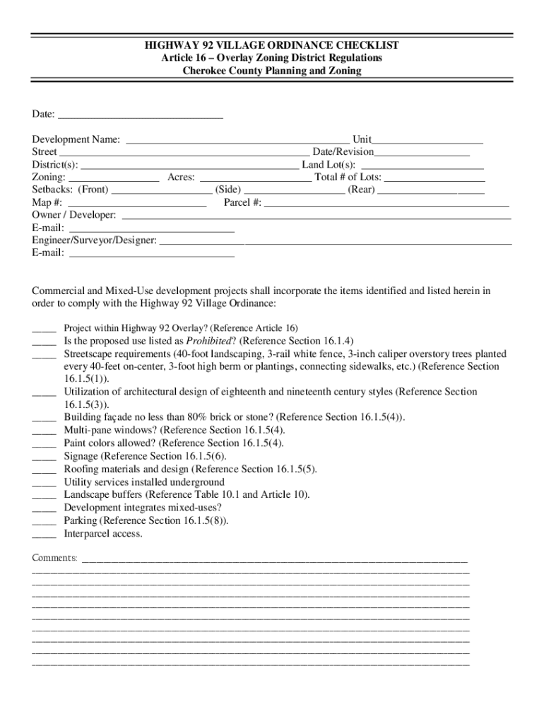 Fillable Online ARTICLE 7.ZoningCherokee County, GA - Municode Library ...