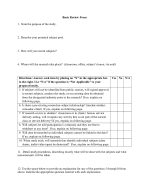 Fillable Online Basic Review Form Fax Email Print - pdfFiller