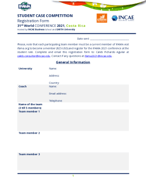 Fillable Online STUDENT CASE COMPETITION Registration Form Fax Email ...
