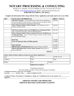 Fillable Online NOTARY PROCESSING & CONSULTING - Arizona Notary Fax ...