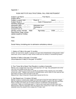 Fillable Online Multifactorial Screening Tool for Determining Fall Risk ...