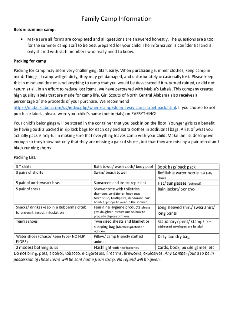 Fillable Online How to Complete Your Family Camp Forms - UltraCamp Fax Email Print - pdfFiller