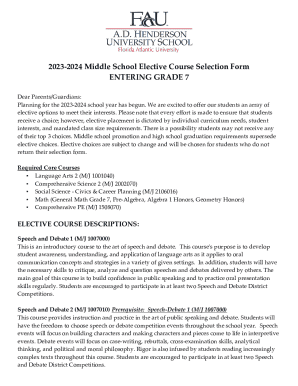 Fillable Online adhus fau 2023-2024 Middle School Elective Course Selection Form Fax Email Print ...