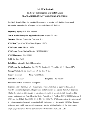 Fillable Online Aquifer Exemption Records of DecisionUS EPA Fax Email ...