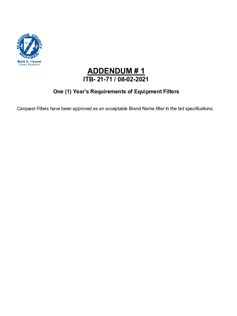 Fillable Online Addendum1 ITB-21-71 Filters.doc Fax Email Print - pdfFiller