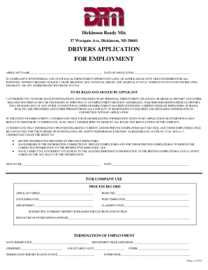 Fillable Online DRIVERS APPLICATION FOR EMPLOYMENT Fax Email Print ...