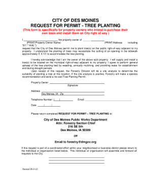 Fillable Online City of Des Moines - Street Tree Program permit request ...