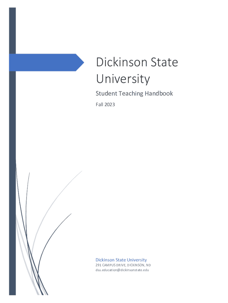Fillable Online Dickinson State University Student Teacher Handbook Fax ...
