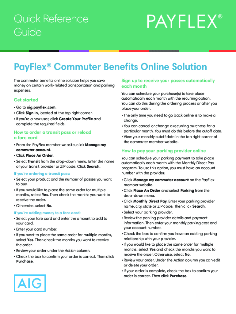 Fillable Online PayFlex Commuter Benefits Online Solution Simple to ... Fax Email Print - pdfFiller