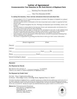 Fillable Online Donation-Letter-of-Agreement-Trees. ... Fax Email Print ...