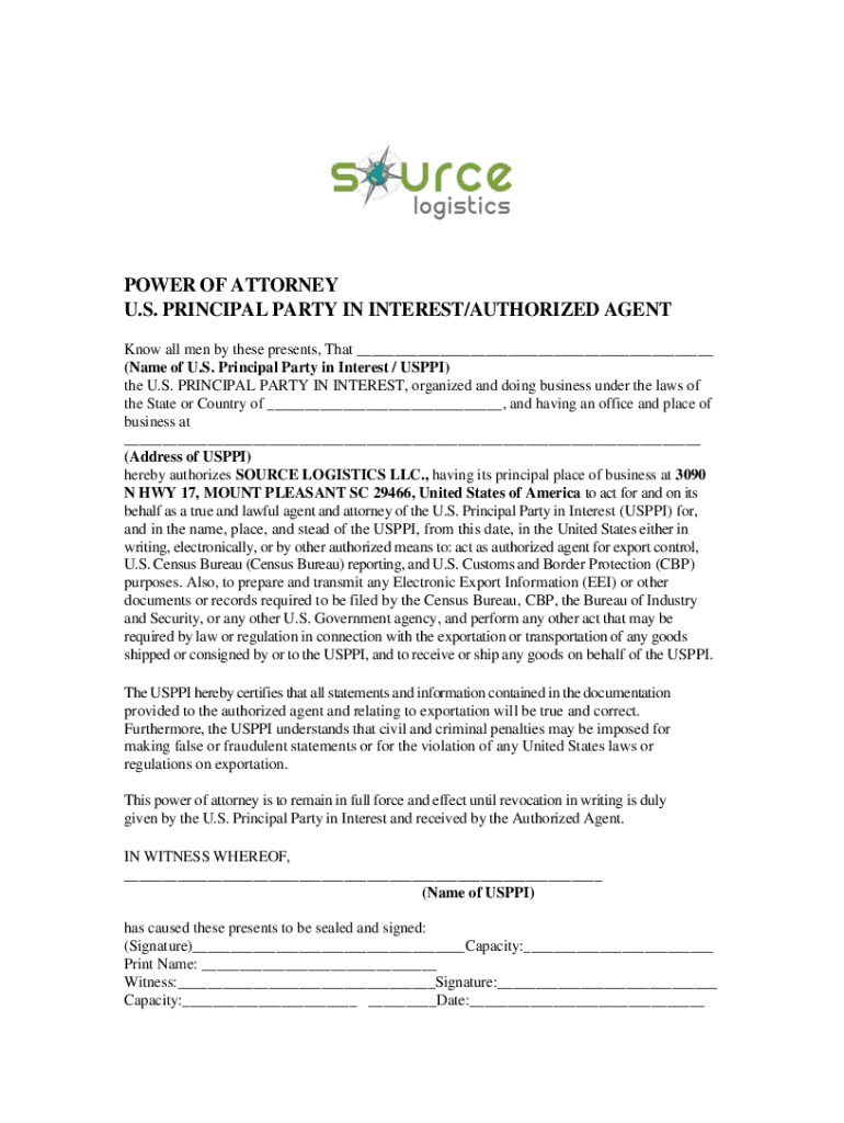 Fillable Online power of attorney exporter foreign principal party in ...