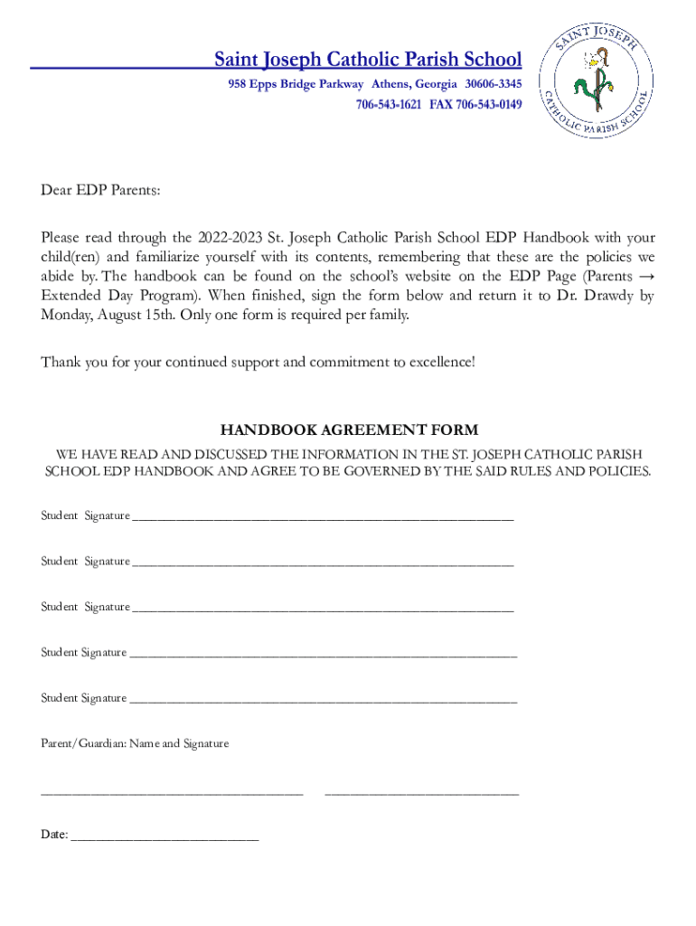 Fillable Online EDP Handbook Agreement Form Fax Email Print - pdfFiller