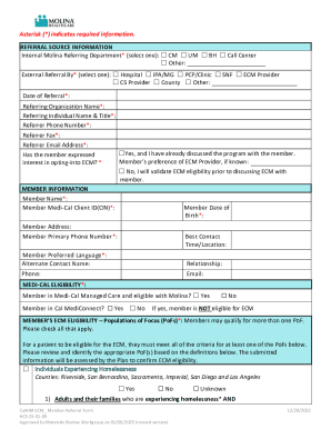 Fillable Online Enhanced Care Management (ECM) Member Referral Form ...