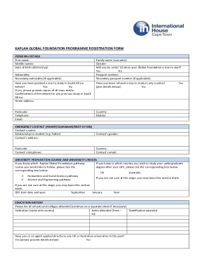 Fillable Online KAPLAN GLOBAL FOUNDATION PROGRAMME ... Fax Email Print ...