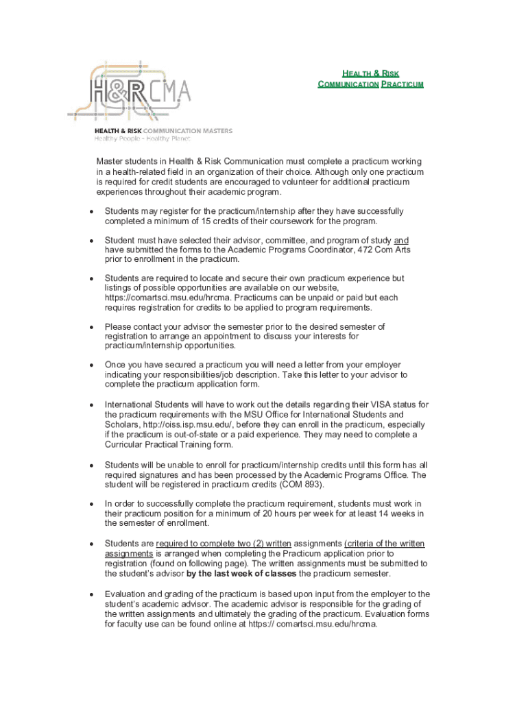 Fillable Online HRC Practicum Form 2019 Fax Email Print - pdfFiller