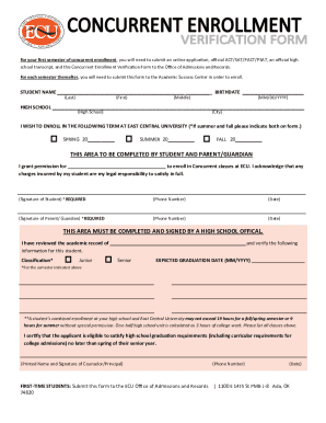 Fillable Online Concurrent Enrollment Verification Fax Email Print - pdfFiller