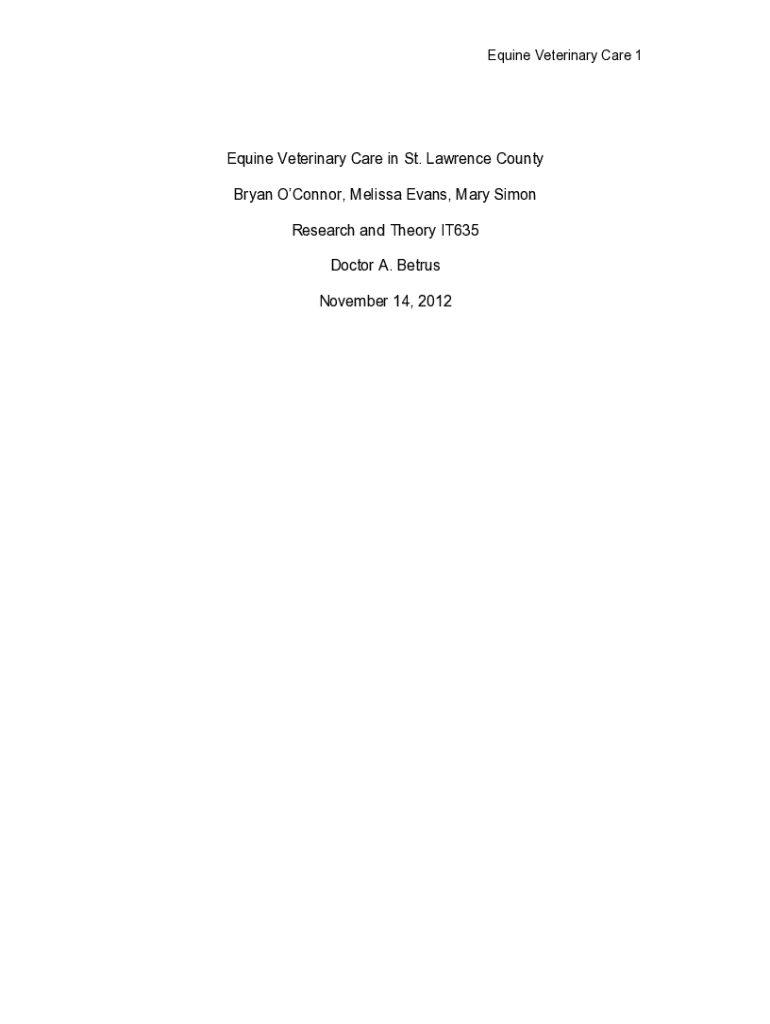 Fillable Online Equine Veterinary Care in St. Lawrence County Fax Email ...