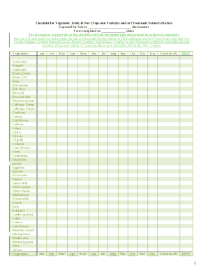 Fillable Online Checklist for Vegetable, Fruit, & Nut Crops and ...