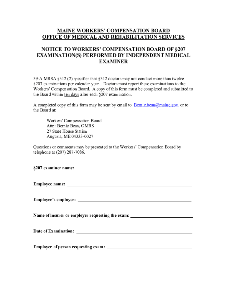 Fillable Online 207 Reporting Form Fax Email Print - pdfFiller