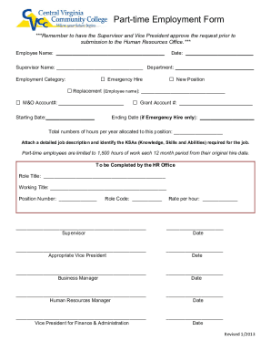 Fillable Online Part-time Employment Form Fax Email Print - pdfFiller