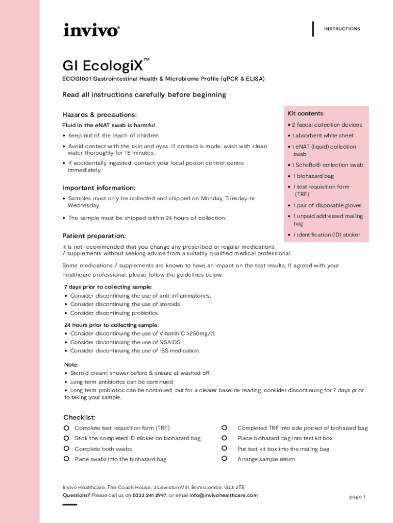 Fillable Online GI EcologiX gastrointestinal health and microbiome ...