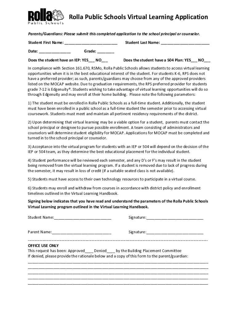 Fillable Online Virtual Learning Requests Fax Email Print - pdfFiller