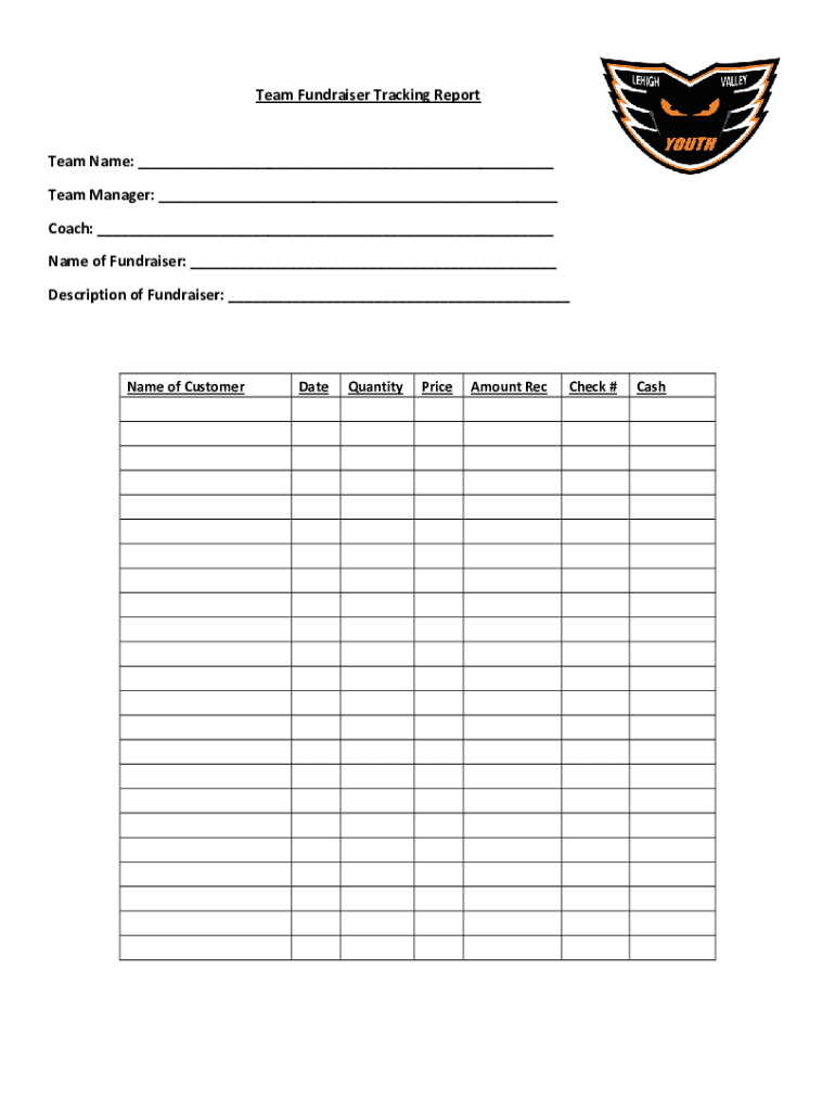 Fillable Online Team Fundraiser Tracking Report Fax Email Print - pdfFiller