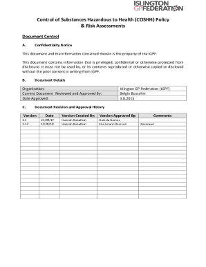 Fillable Online Control of Substances Hazardous to Health (COSHH ...