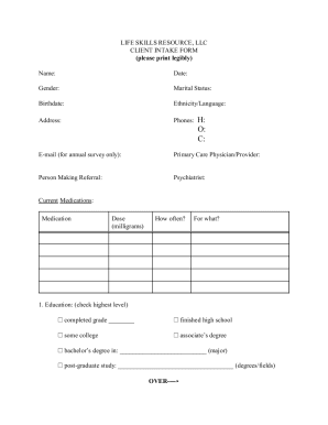Fillable Online Intake Outline II Fax Email Print - pdfFiller