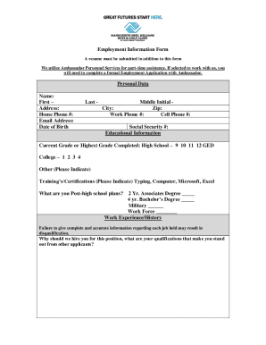 Fillable Online Pre-Employment Information Form Fax Email Print - pdfFiller