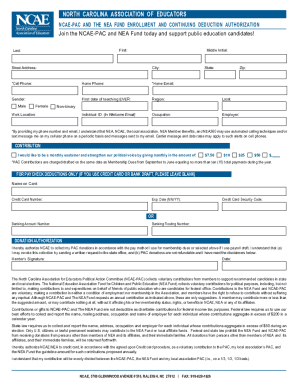 Fillable Online North Carolina - NEA - Student Enrollment Form Page Fax ...