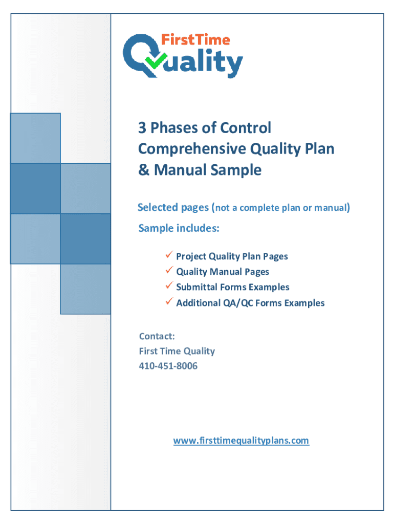Fillable Online 3 Phases of Control Comprehensive Quality Plan & Manual ...