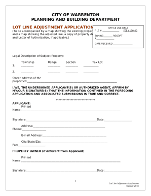 lot line adjustment application - City of Warrenton Doc Template ...