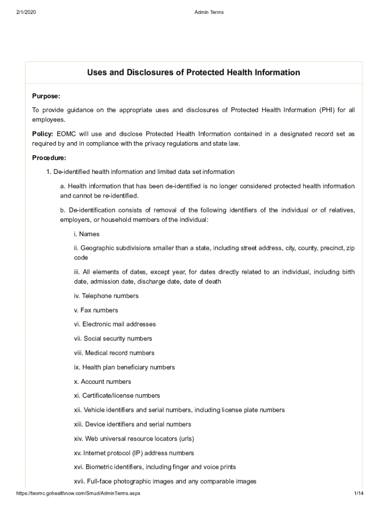 Fillable Online Uses and Disclosures of Protected Health Information ...