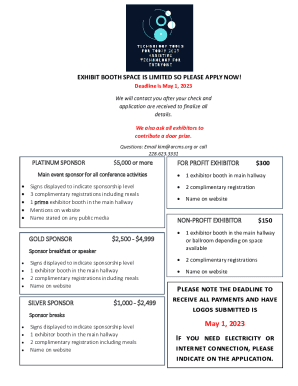 Fillable Online EXHIBIT BOOTH SPACE IS LIMITED SO PLEASE APPLY NOW Fax ...