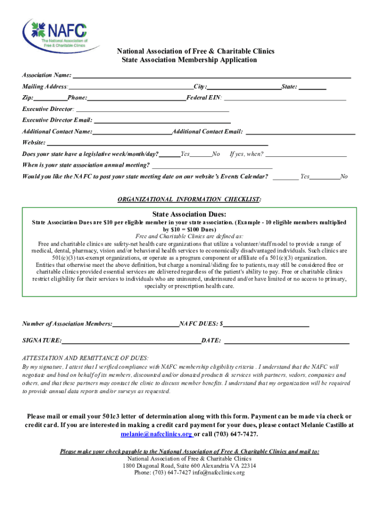 Fillable Online State Association Membership Application Fax Email ...