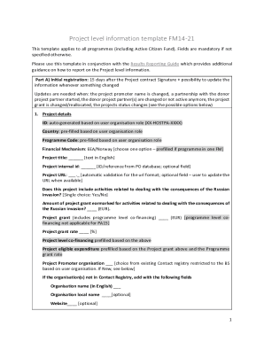 Fillable Online Project level information (PLI) template Fax Email ...