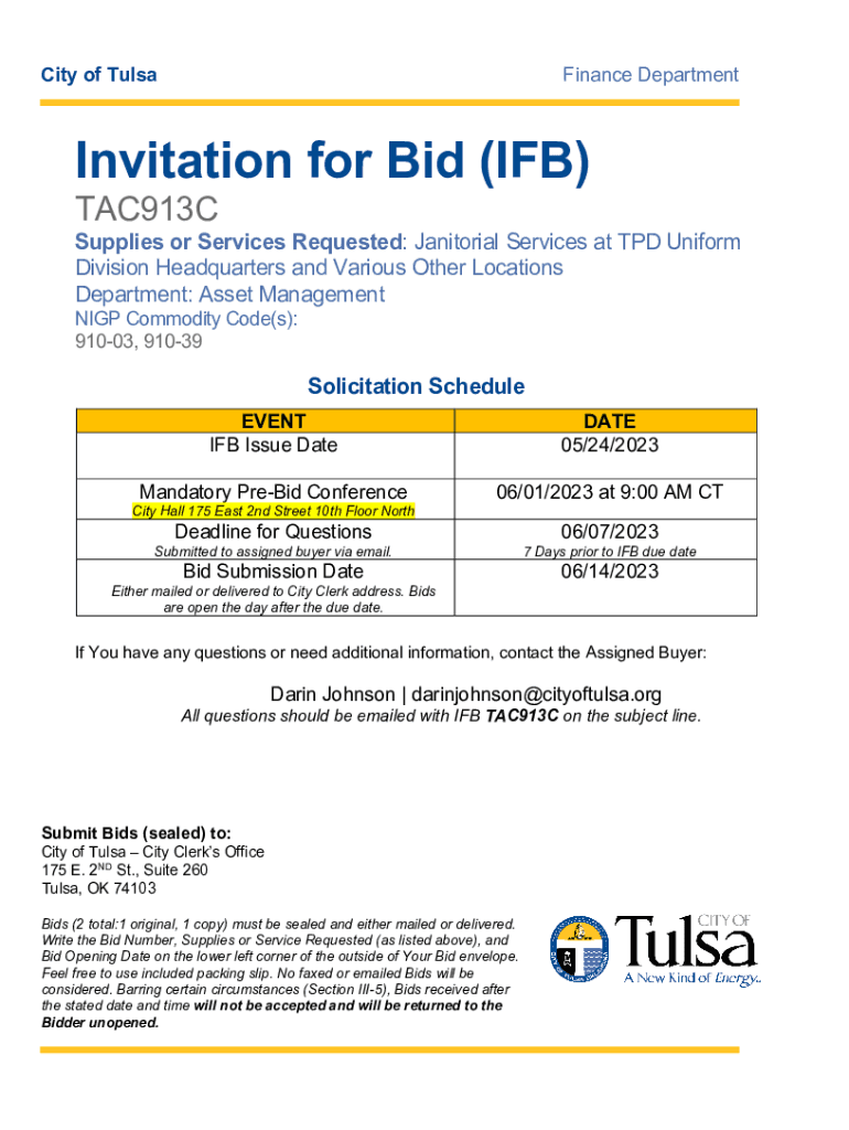 Fillable Online Final-Revised-TAC913C TPD Uniform Division Janitorial ...