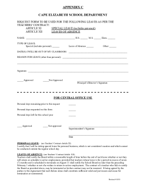 Fillable Online Appendix C Personal Leave Request.doc Fax Email Print ...