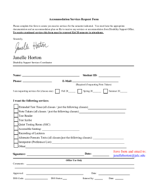 Fillable Online Accommodation/Services Request Form Fax Email Print ...