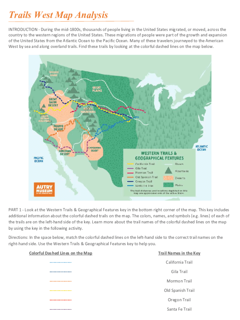 Fillable Online Trails West, a map of early western migration ... Fax ...
