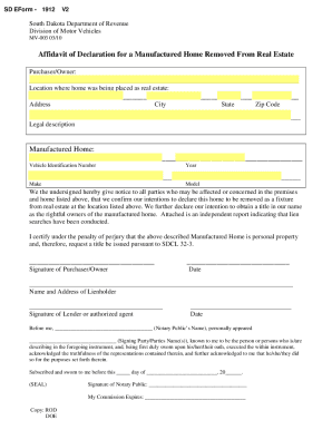 Fillable Online Affidavit of Declaration for a Manufactured Home ...