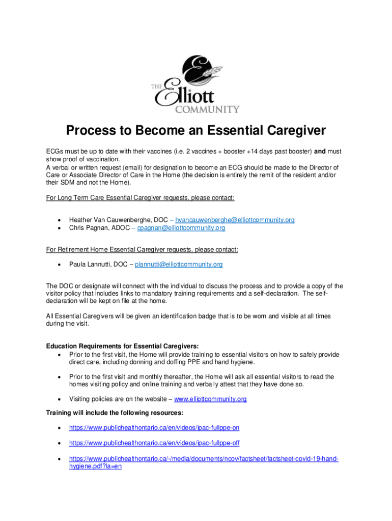 Fillable Online Process to Become an Essential Caregiver Fax Email Print - pdfFiller