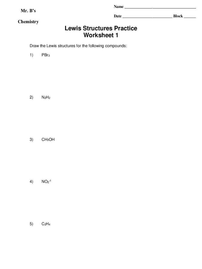 Fillable Online Solved Lewis Structures Practice Worksheet Draw the ... Fillable Online Solved Lewis Structures Practice Worksheet Draw the ...