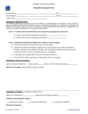 Fillable Online Disciplinary Appeal Form.doc Fax Email Print - pdfFiller